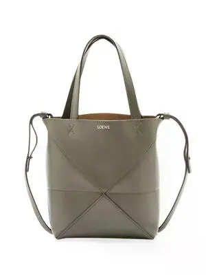 Loewe 2020-2026 Mini Calfskin Puzzle Fold Tote Satchel - Brown