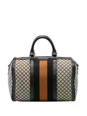 Gucci 2016-2026 Medium Diamante Canvas Web Joy Boston Bag Satchel - Black