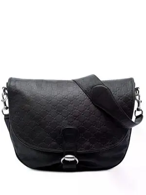 Gucci 2016-2026 Guccissima Flap Messenger Bag Crossbody Bag - Black