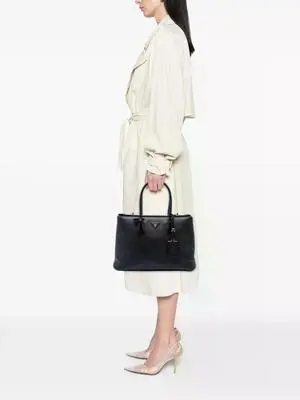 Prada Saffiano Leather Turnlock Satchel - Black