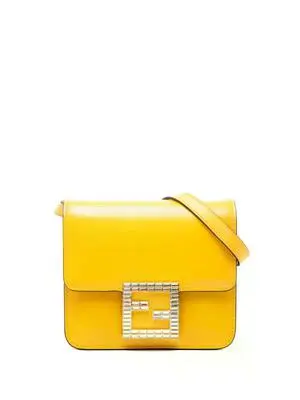 Fendi 2010-2026 Leather Crystal Fab Crossbody Bag - Yellow
