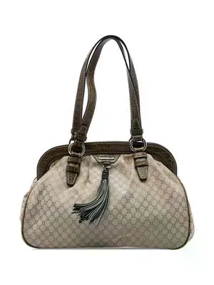 Celine 2008 Macadam Canvas Tassel Frame Satchel