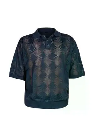 OFFICINA36 Chevron-knit Polo Shirt - Blue