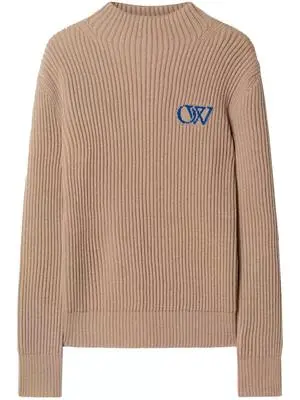 Off-White Logo-intarsia Wool Jumper - Neutrals