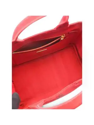 Prada 2010-2026 Small Canvas Canapa Logo Tote Satchel - Red