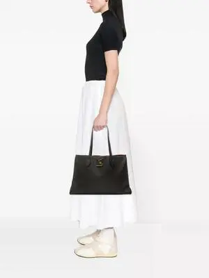 LOUIS VUITTON 2021 Leather Lockme Shopper Tote Bag - Black