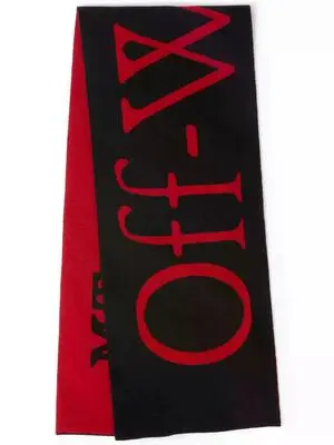 Off-White 2024 Lunar New Year Bookish Intarsia-knit Logo Wool Scarf - Black