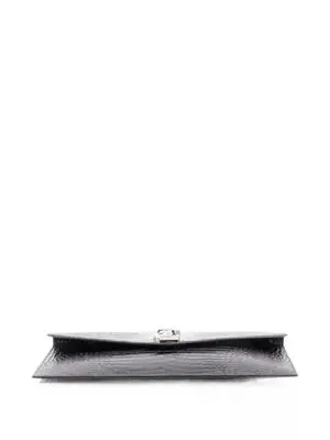 Saint Laurent Uptown Pouch Crocodile Embossed Leather Clutch Bag