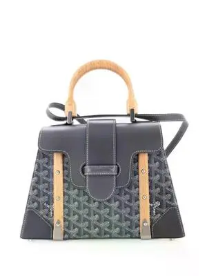 Goyard Saigon Top Handle Bag Coated Canvas With Leather Pm Satchel - Grey