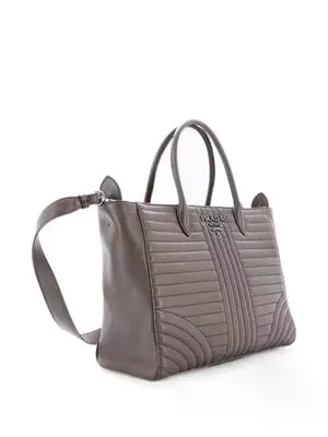 Prada Convertible Open Diagramme Quilted Leather Medium Tote Bag