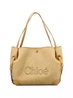 Chloé Clover Double Carry Bag In Raffia-effect Fibres