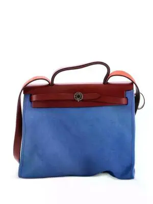Hermès Herbag Zip Leather And Toile 31 Shoulder Bag - Blue