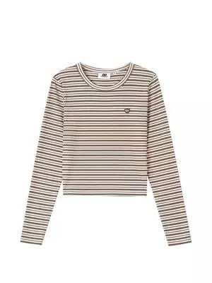 CHOCOOLATE Striped Heart-patch Long-sleeve T-shirt - Brown