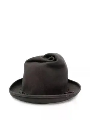 Yohji Yamamoto Ruffled-trim Fedora Hat - Grey