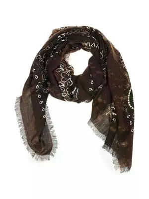 Destin Paisley-print Frayed-edge Scarf - Brown