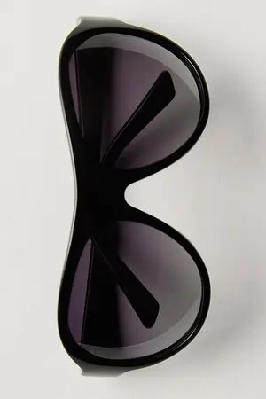 Free People Reese Oversized Shield Aviator Sunglasses At Free People In Black/Black Black/black
