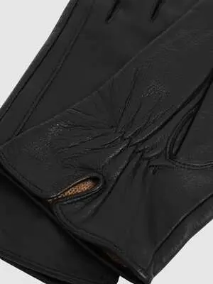 REISS Giselle Gloves Leather Ruched - Black