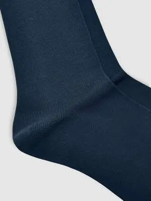 REISS Cotton-blend Logo Embroidery Crew Socks - Navy