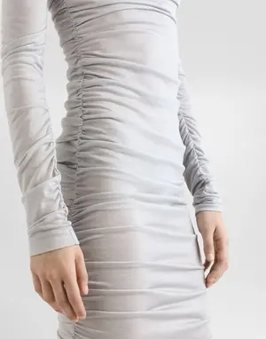 Dolce & Gabbana Draped Wool Jersey Calf-length Dress Dresses Gray