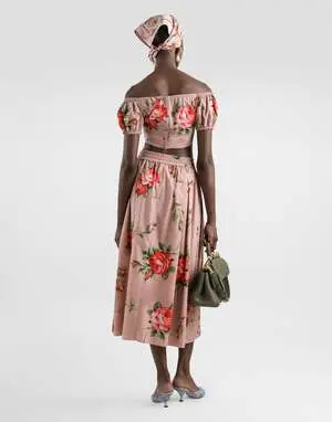 Dolce & Gabbana Rose Bouquet-print Cotton Top - Multicolor