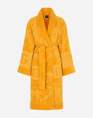 Dolce & Gabbana Bath Robe In Terry Cotton Jacquard Monochrome Bathrobes - Multicolor