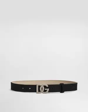 Dolce & Gabbana Canvas Belt With Logo Buckle - Black