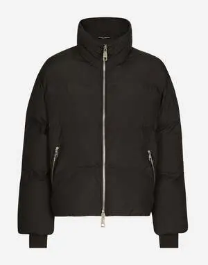 Dolce & Gabbana Short Nylon Down Jacket With Branded Tag Coats And Jackets - Black