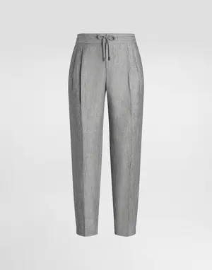 Dolce & Gabbana Washed Linen Canvas Trousers Pants And Shorts Gray - Grey