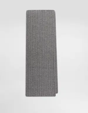 Dolce & Gabbana Cashmere Flat Rib Knit Scarf Scarves And Silks - Grey