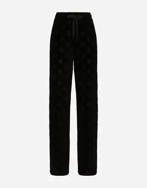Dolce & Gabbana Flocked Jersey Dg Logo Pants - Black