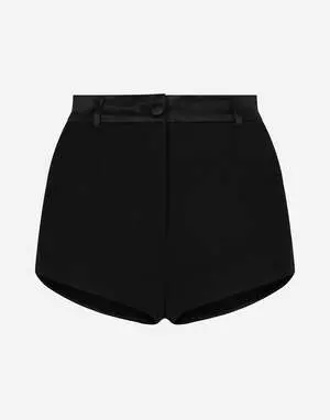 Dolce & Gabbana Stretch Wool High-waisted Tuxedo Panties Pants And Shorts - Black