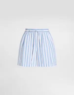 Dolce & Gabbana Striped Poplin High-cut Shorts With Drawstring And Contrast Piping - Multicolor