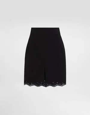 Dolce & Gabbana Double Crêpe Wool Skirt Skirts - Black