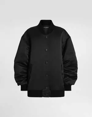 Dolce & Gabbana Oversized Jacket With Embossed Print Coats And Jackets - Black