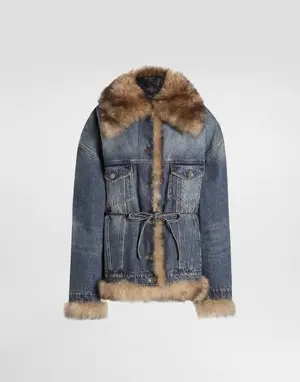 Dolce & Gabbana Denim Jacket With Fur Denim And Jeans Multi-colored - Multicolor
