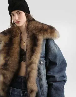Dolce & Gabbana Denim Jacket With Fur Denim And Jeans Multi-colored