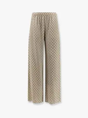 Gucci Silk Trousers With Gg Print - Beige