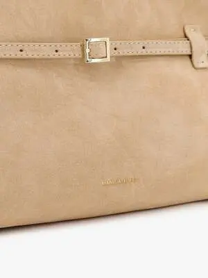 Manu Atelier Le Cambon East West Suede Shoulder Bag - Beige
