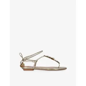AQUAZZURA Night Stars Flat Leather Sandals