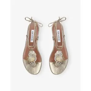 AQUAZZURA Night Stars Flat Leather Sandals