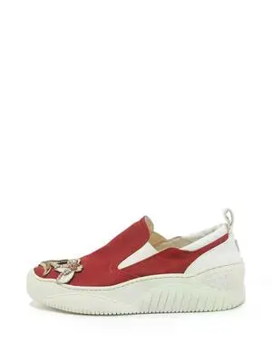 N°21 Embellished Floral-patch Sneakers - Red
