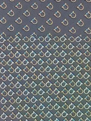 FERRAGAMO Gancini Square-print Silk Tie - Grey