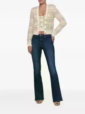 L'Agence Ariadne Striped Eyelash-knit Cardigan