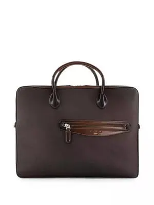 Santoni Grained Leather Tote Bag - Brown