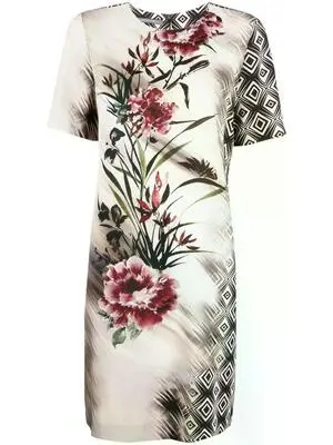 Alberta Ferretti Floral-print Shift Dress - Neutrals
