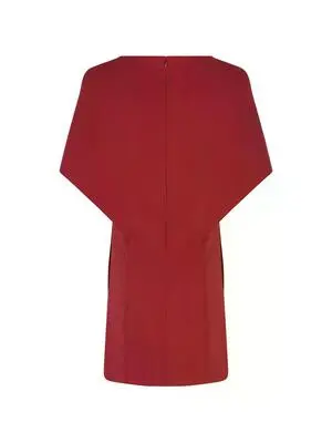 Alberta Ferretti Mini Cape-detail Boat-neck Dress - Red