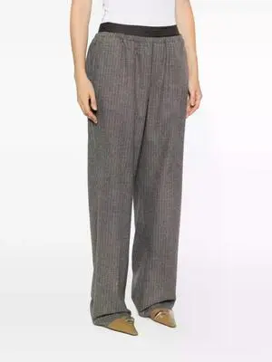 ROSSI Pinstripe Logo Waistband Wide Leg Track Pants