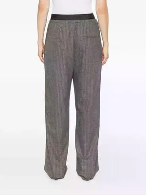 ROSSI Pinstripe Logo Waistband Wide Leg Track Pants