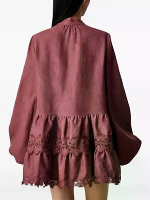 Bardot Lace-trim Pleated-bib Dress