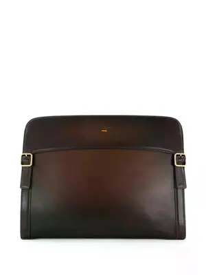 Santoni Buckle-detail Leather Clutch Bag - Brown